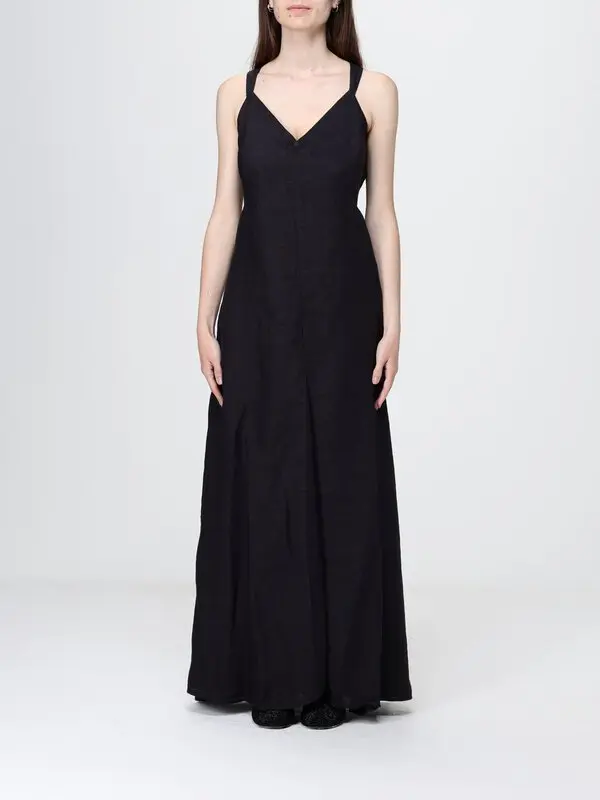 120% Lino Maxi Dress - Black
