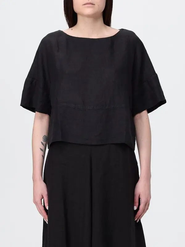 120% Lino Linen Blouse - Black