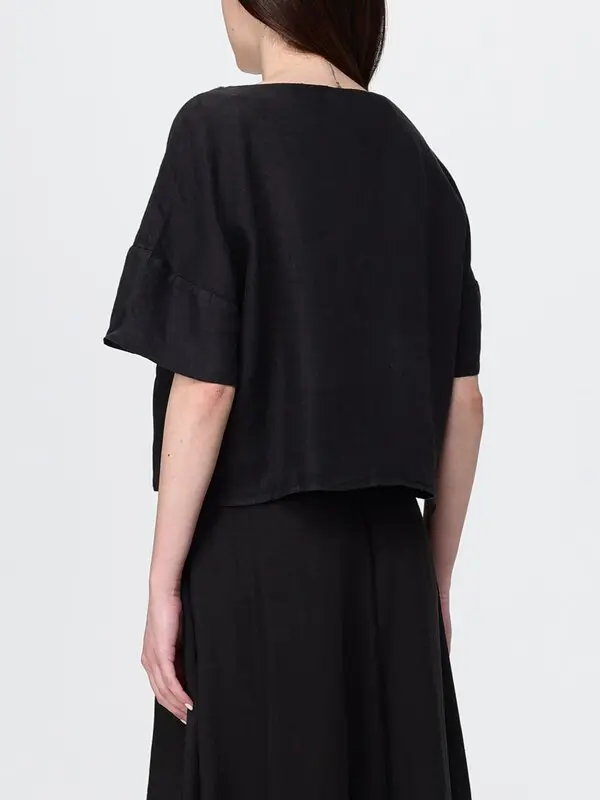 120% Lino Linen Blouse - Black