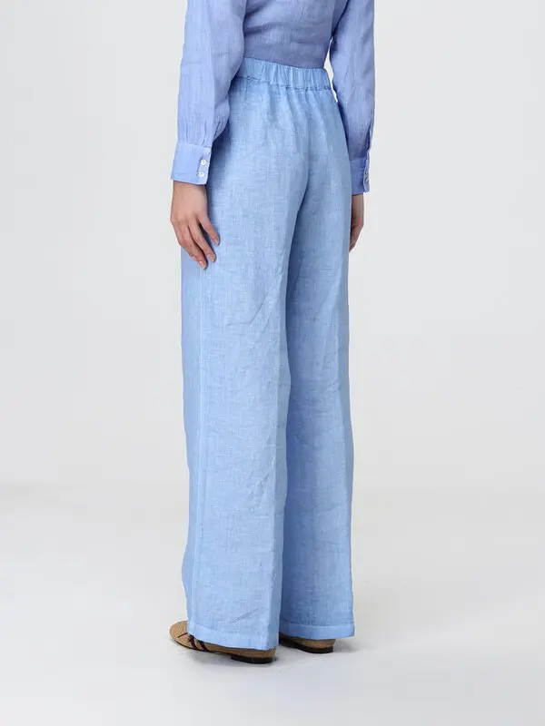 120% Lino Beige Linen Flared Trousers - Avion