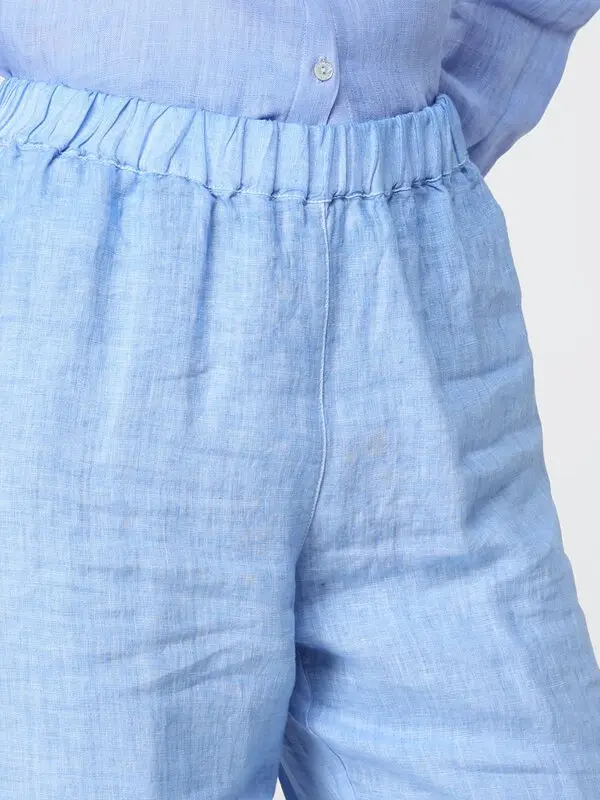 120% Lino Beige Linen Flared Trousers - Avion