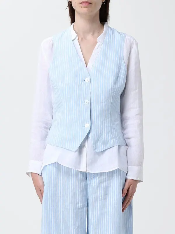 120% Lino Waistcoat - Gnawed Blue