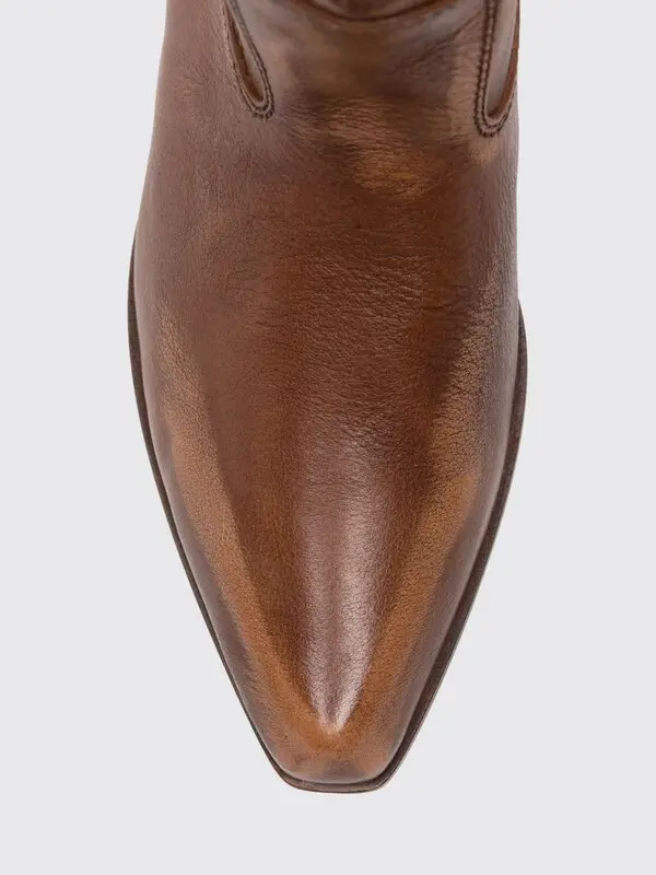 VIC MATIE Leather Boots With Contrast Stitching - Brown