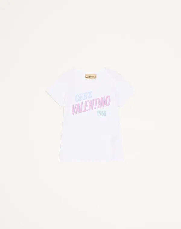 Valentino Garavani Cotton Jersey T-shirt With Chez 1960 Print - White