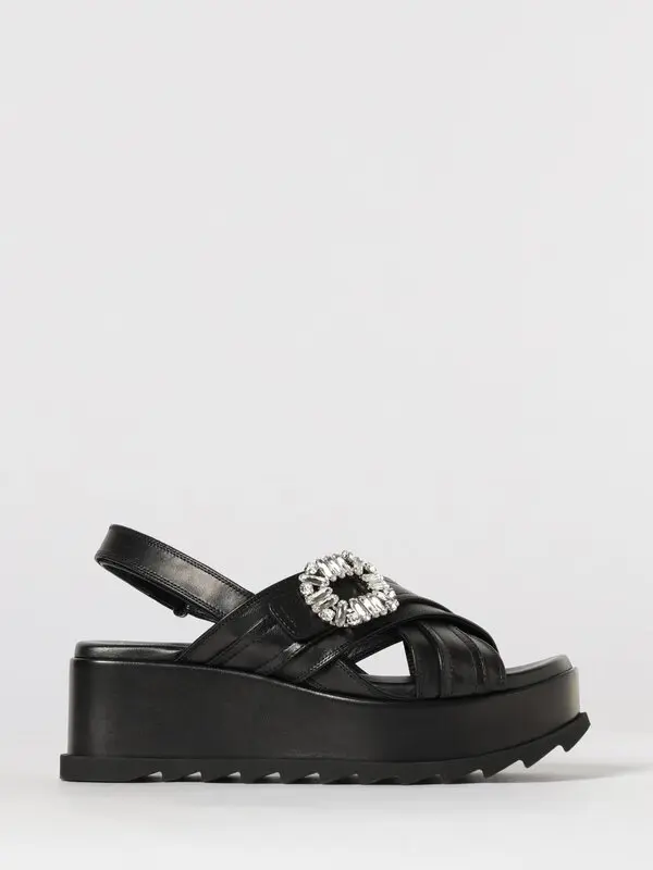 ROGER VIVIER Embellished Platform Sandals - Black