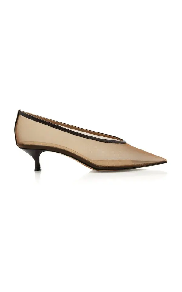Le Monde Beryl Mesh Kitten Heel Pumps - Brown