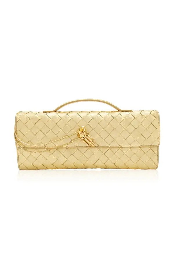 Bottega Veneta Andiamo Intrecciato Clutch - Gold