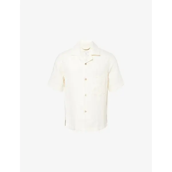Eleventy Patch-pocket Short-sleeve Linen Shirt