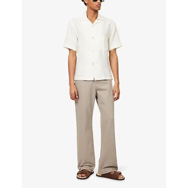 Eleventy Patch-pocket Short-sleeve Linen Shirt