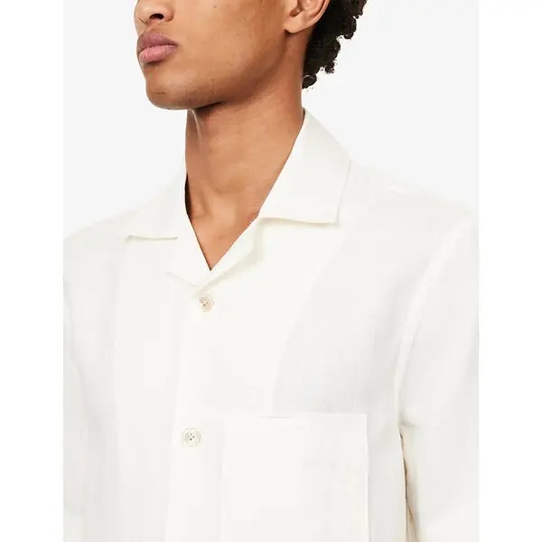 Eleventy Patch-pocket Short-sleeve Linen Shirt