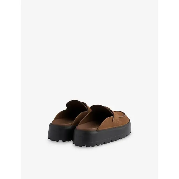 Prada Nubuck Flatform Mules - Brown