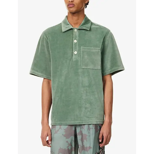 Oas Girona Patch-pocket Cotton-blend Velour Shirt