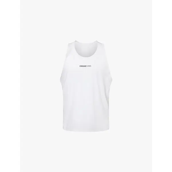 GYMSHARK Running Logo-print Stretch-woven Tank Top - Gs White
