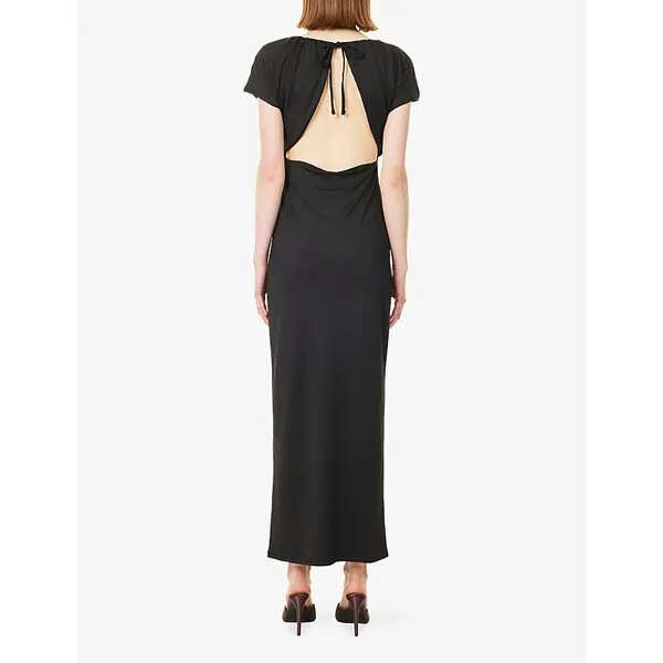 4TH & RECKLESS Violet Open-back Satin Maxi Dress