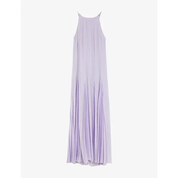 BOSS Sleeveless Pleated Woven Maxi Dress - Open Purple