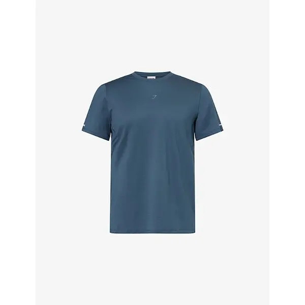 GYMSHARK Logo-print Slim-fit Stretch-woven Running T-shirt - Gs Stealth Blue