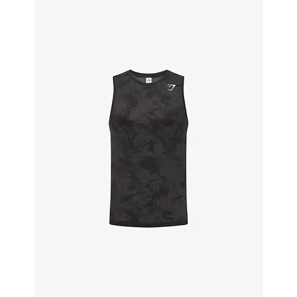 GYMSHARK Geo Seamless Stretch-woven Tank Top - Black/charcoal Grey