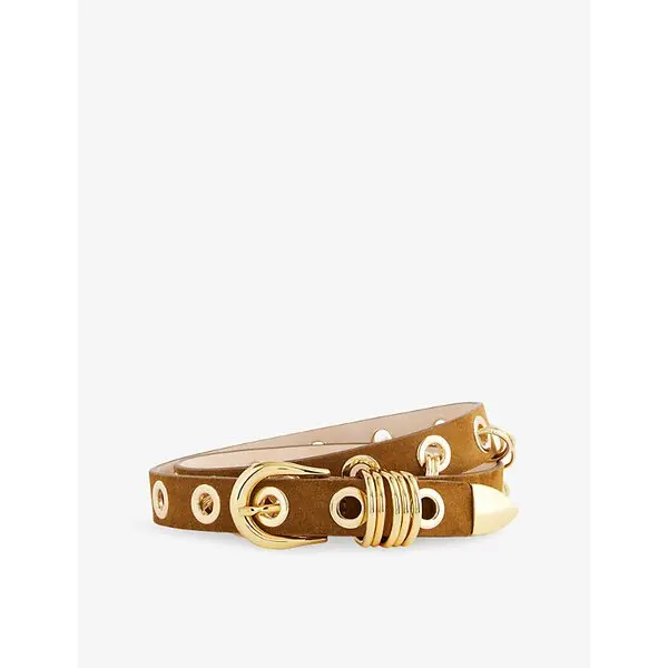 DEHANCHE Revenge Ring Suede Belt - Ochre / Gold