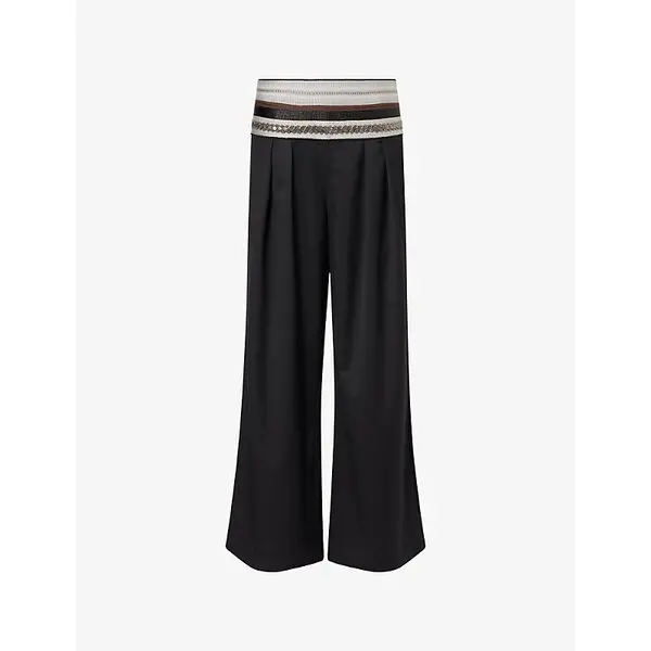 ABADIA Sadu Bead-embellished Wool-blend Trousers