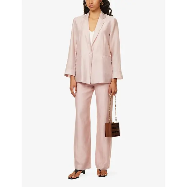 ABADIA Oversized Single-breasted Woven Blazer