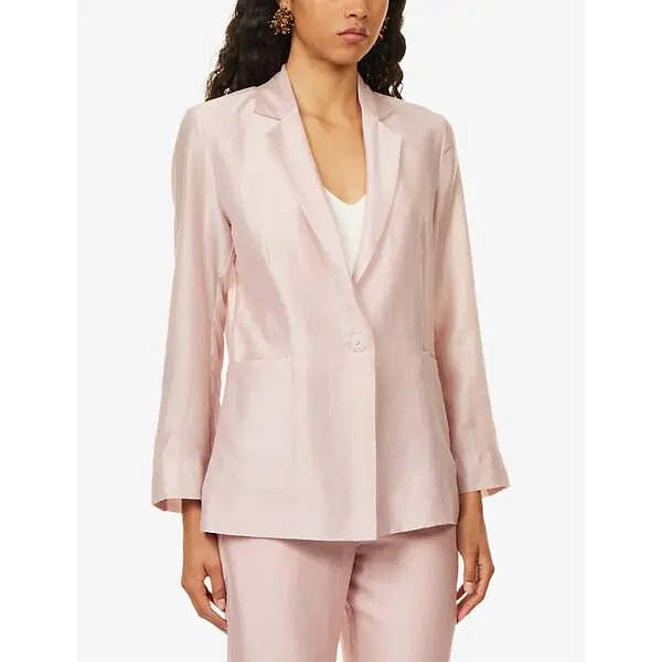 ABADIA Oversized Single-breasted Woven Blazer