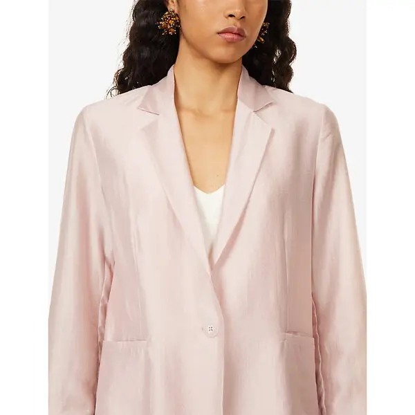 ABADIA Oversized Single-breasted Woven Blazer