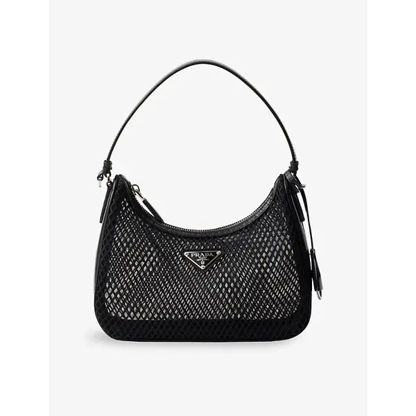 Prada Re-edition 2005 Mesh And Brushed Leather Top-handle Bag