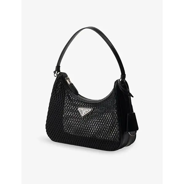 Prada Re-edition 2005 Mesh And Brushed Leather Top-handle Bag