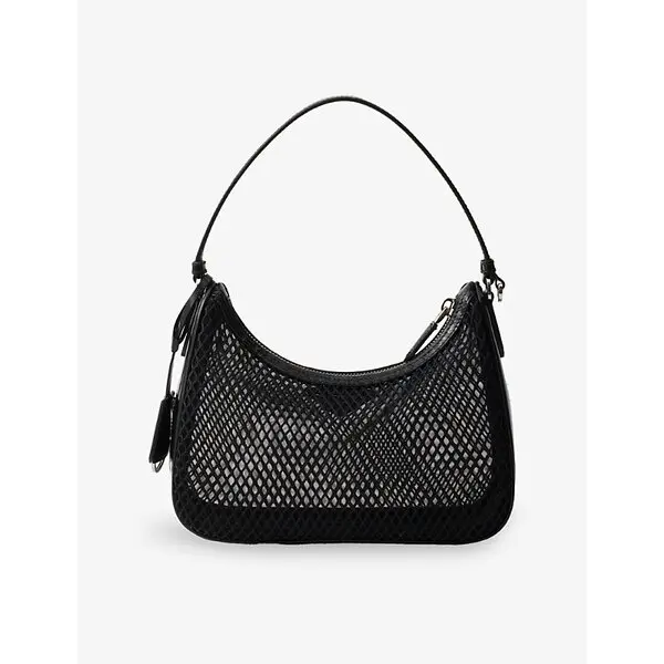 Prada Re-edition 2005 Mesh And Brushed Leather Top-handle Bag