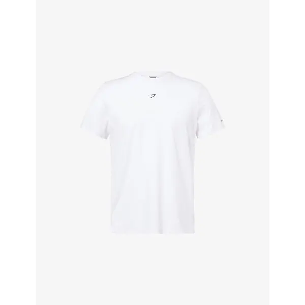 GYMSHARK Logo-print Slim-fit Stretch-woven Running T-shirt - Gs White