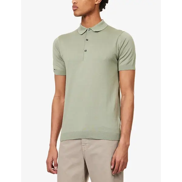 John Smedley Adrian Sea Island Cotton Polo Shirt - Mountain Mist