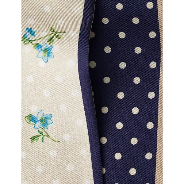 Prada Printed Twill Skinny Silk Scarf - Neutral