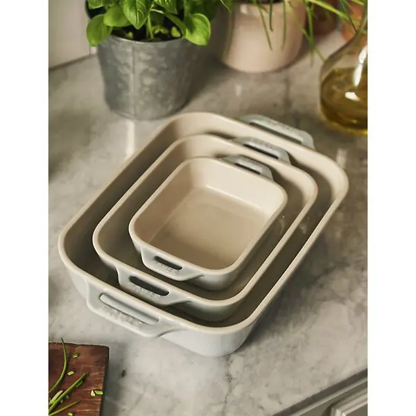 STAUB Rectangular Set Of Three Ceramic Gratin Dishes