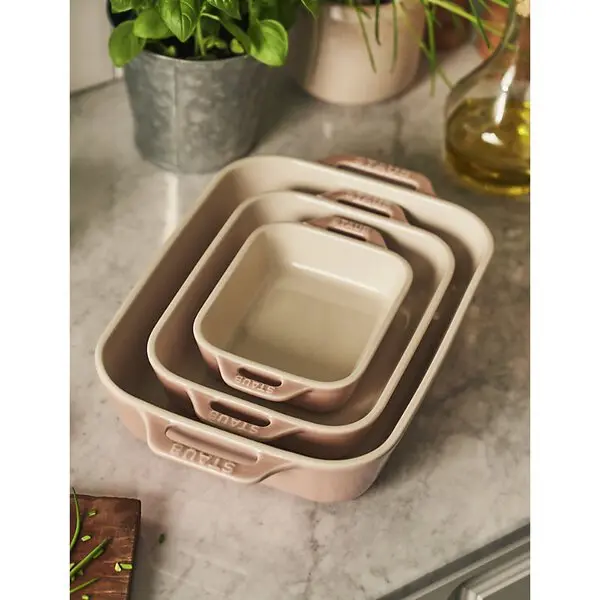STAUB Rectangular Set Of Three Ceramic Gratin Dishes