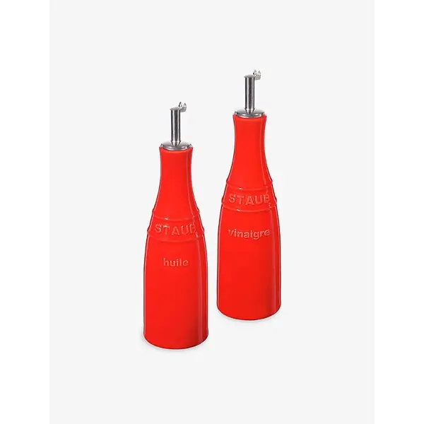 STAUB Brand-embossed Ceramic Oil And Vinegar Cruet Set - Cherry