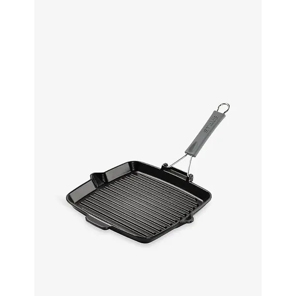 STAUB Square Cast-iron Grill Pan With Pouring Spout 24cm - Black