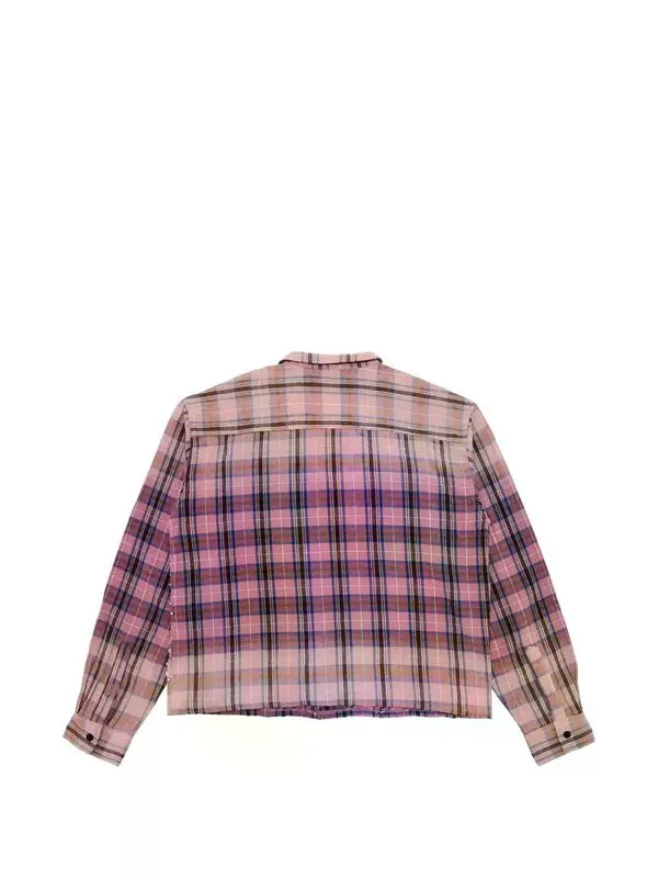 VALE FOREVER Piggy Bank Crystal-embellished Plaid-pattern Shirt