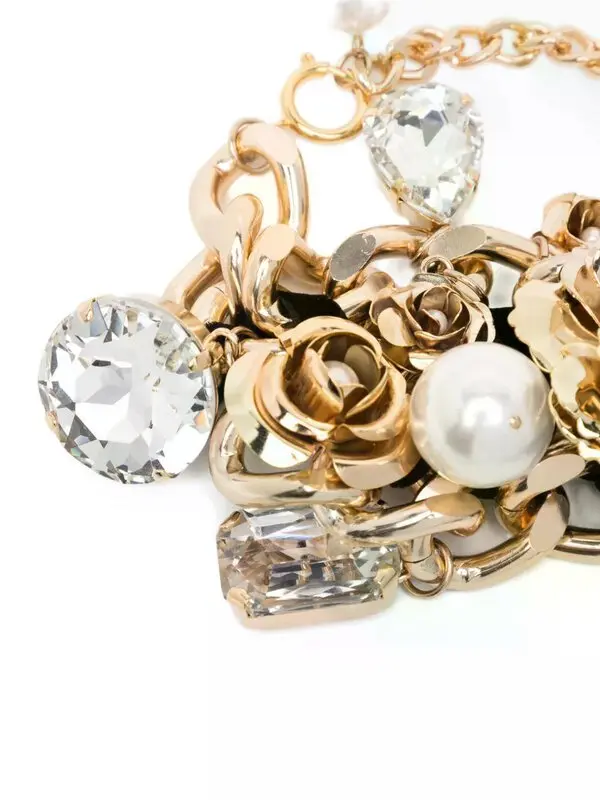 Vaquera Crystal Embellished Floral Bracelet - Gold