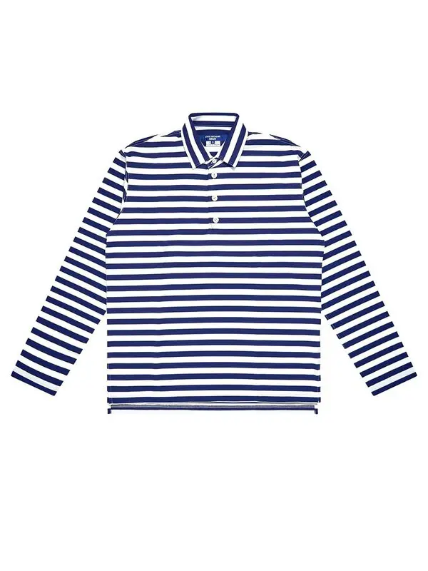 JUNYA WATANABE COMME DG Striped Long-sleeved Cotton Polo Shirt