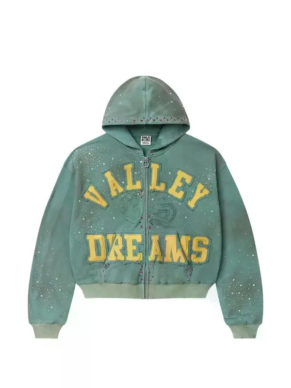 VALE FOREVER Rhinestone Embellished Hoodie - Blue