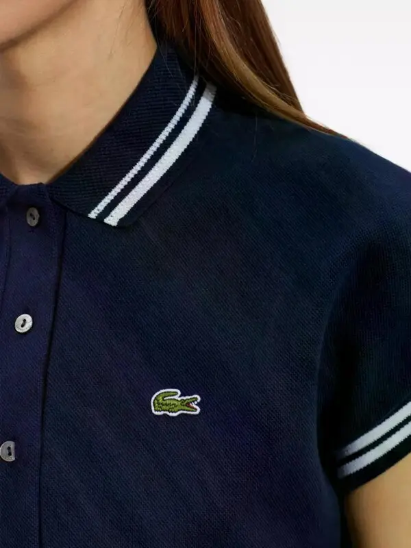 Lacoste Logo Patch Striped Trim Playsuit