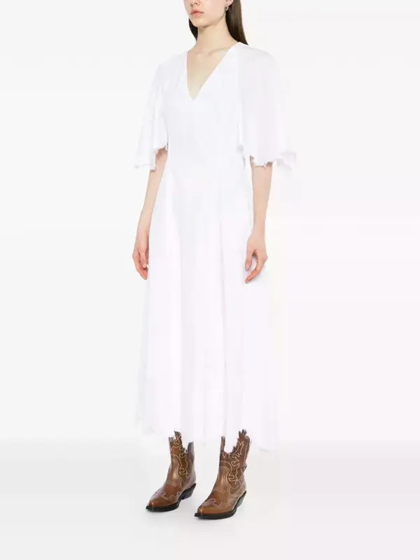 Gabriela Hearst Frayed-edge V-neck Dress