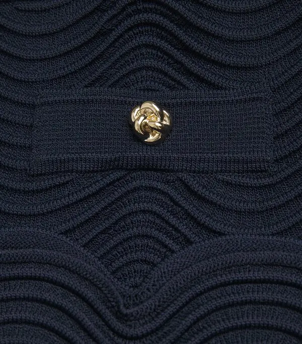 Sandro Knitted Mini Skirt With Gold-tone Buttons - Blue