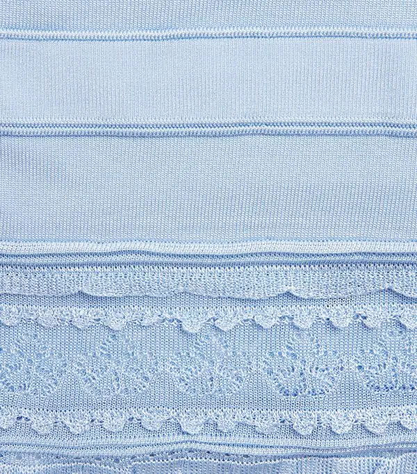 Sandro Pointelle Lace Trim Cropped Tank Top - Blue