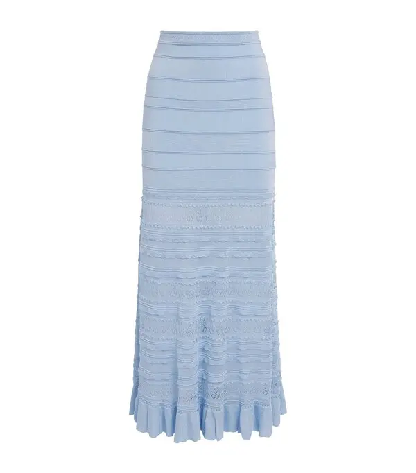Sandro Pointelle Maxi Skirt - Blue