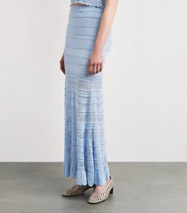 Sandro Pointelle Maxi Skirt - Blue