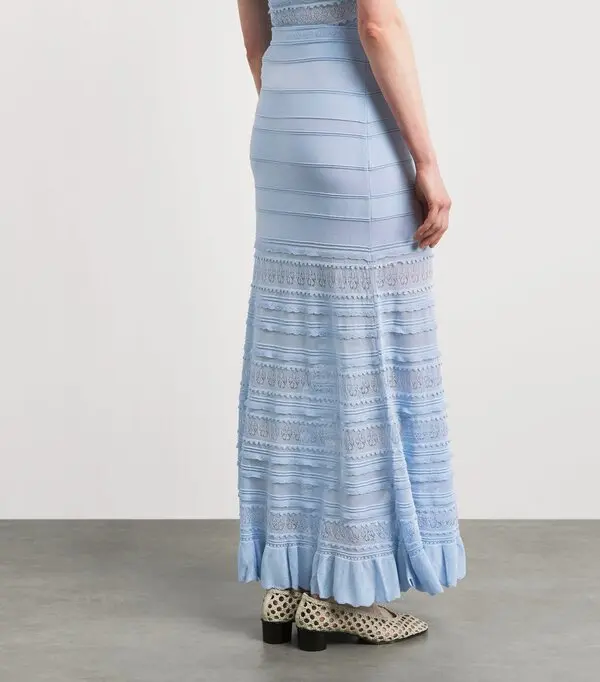 Sandro Pointelle Maxi Skirt - Blue