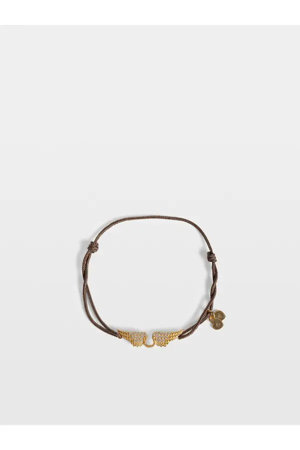 Zadig&Voltaire Rhinestone Double Hearts Cord Bracelet - Natural