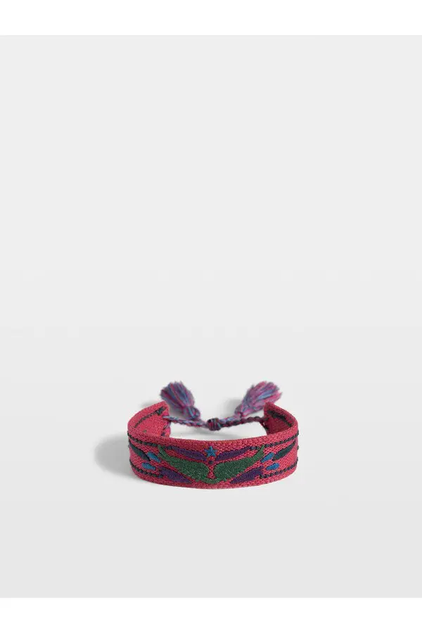 Zadig&Voltaire Woven Bracelet With Wings Embroidery - Natural