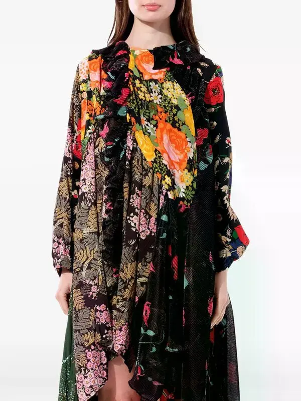 Balenciaga Floral Print Ruffled Dress